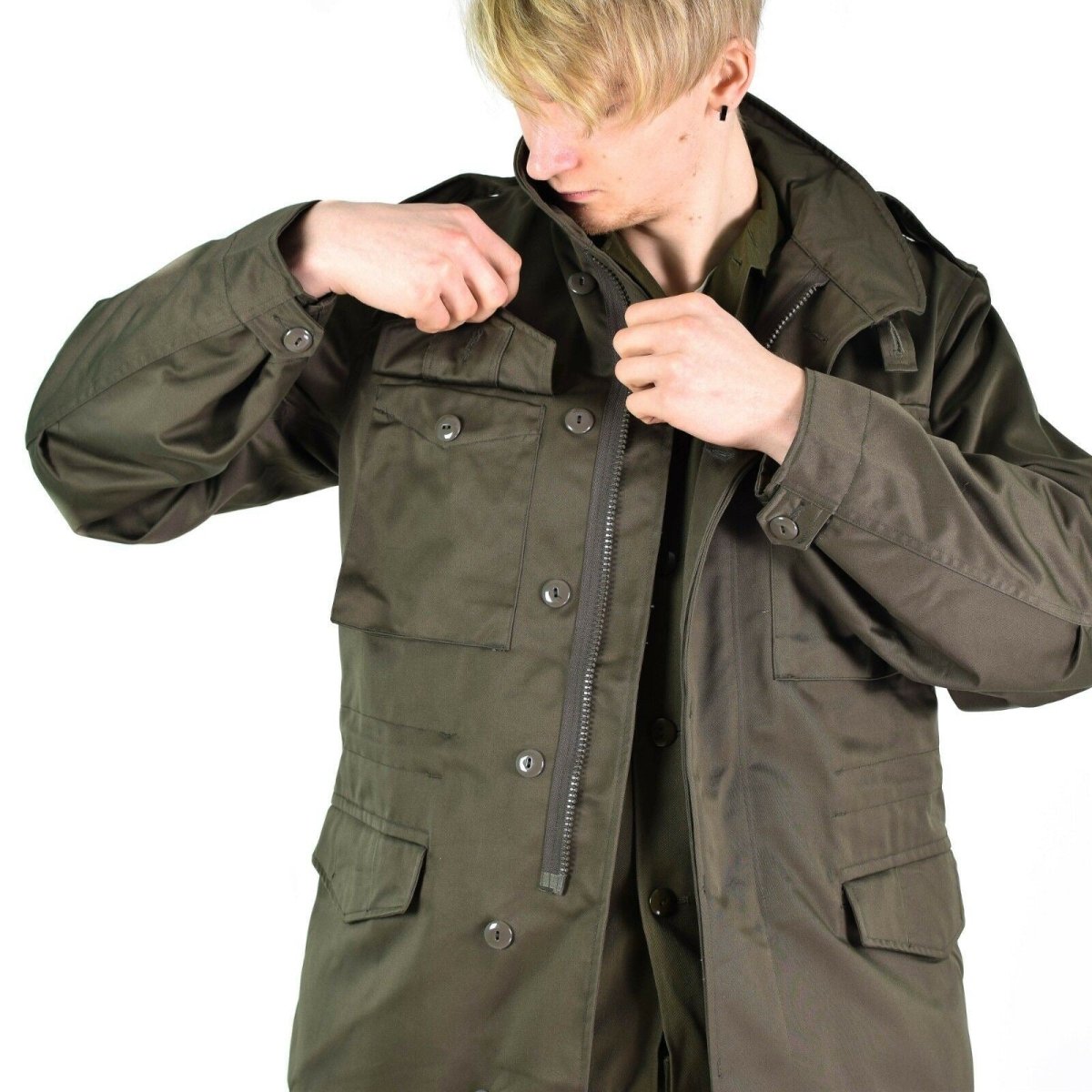 Austrian M65 jacket Original army combat OD military olive drab Parka ...